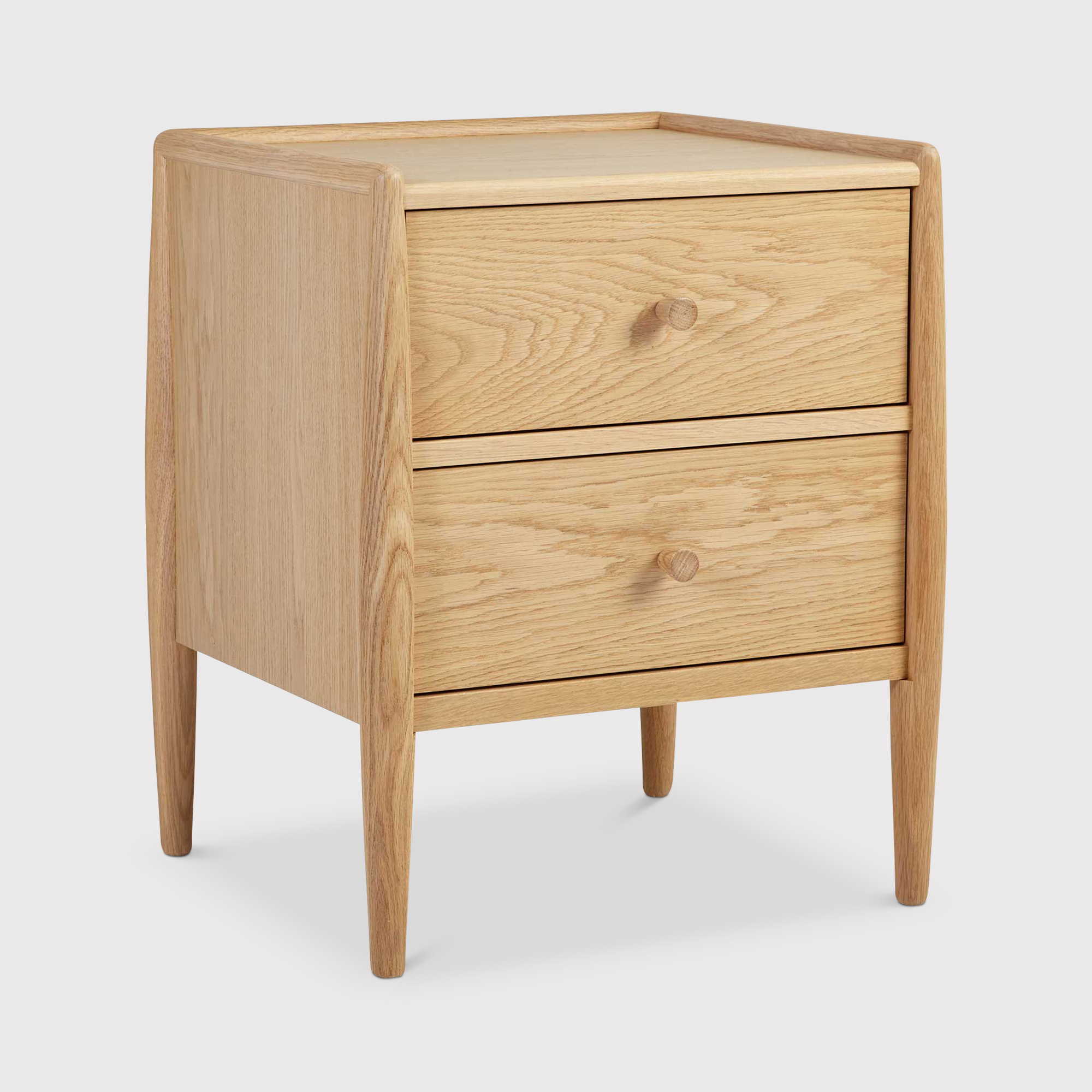 Winslow 2 Drawer Light Oak Bedside Table, In DM Natural Finish ...